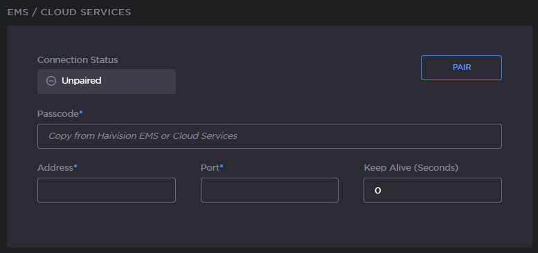 Pairing the Encoder with Haivision EMS