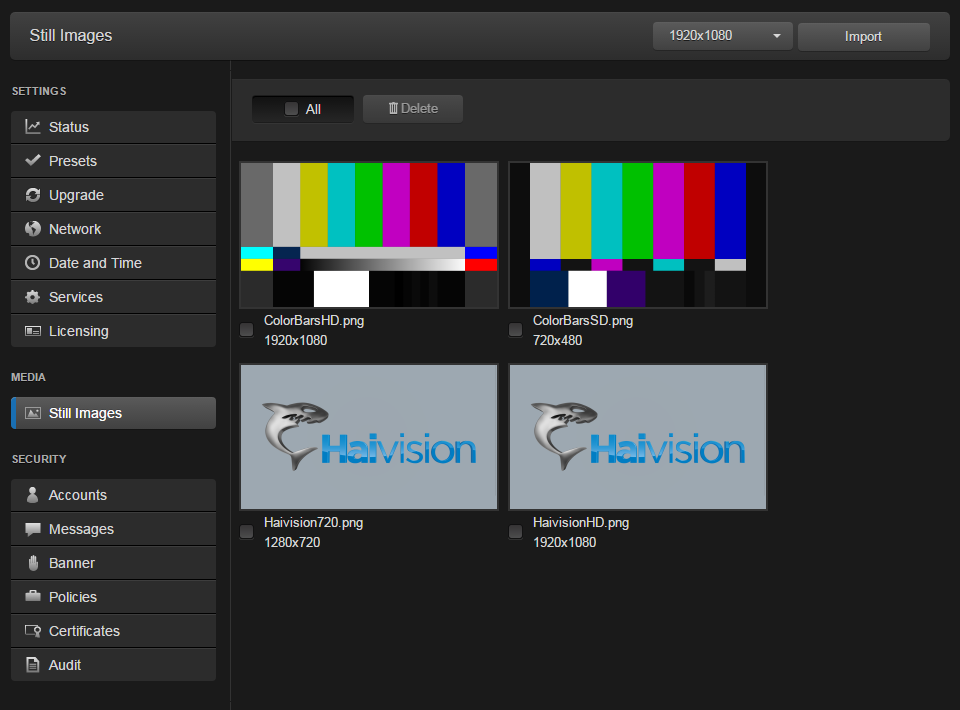 Configuring Still Image Streaming