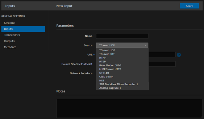 Configuring Input Parameters