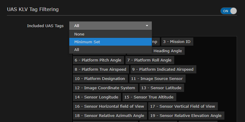 Filtering UAS KLV Metadata Tags