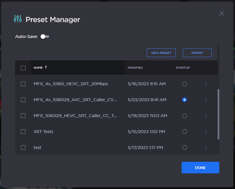 Saving and Loading Presets