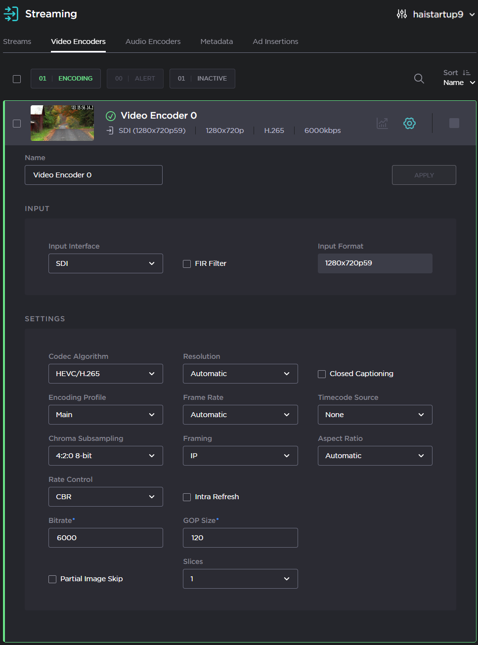 Configuring Video Encoder Settings
