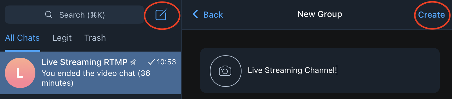 Streaming to Telegram Live Chat
