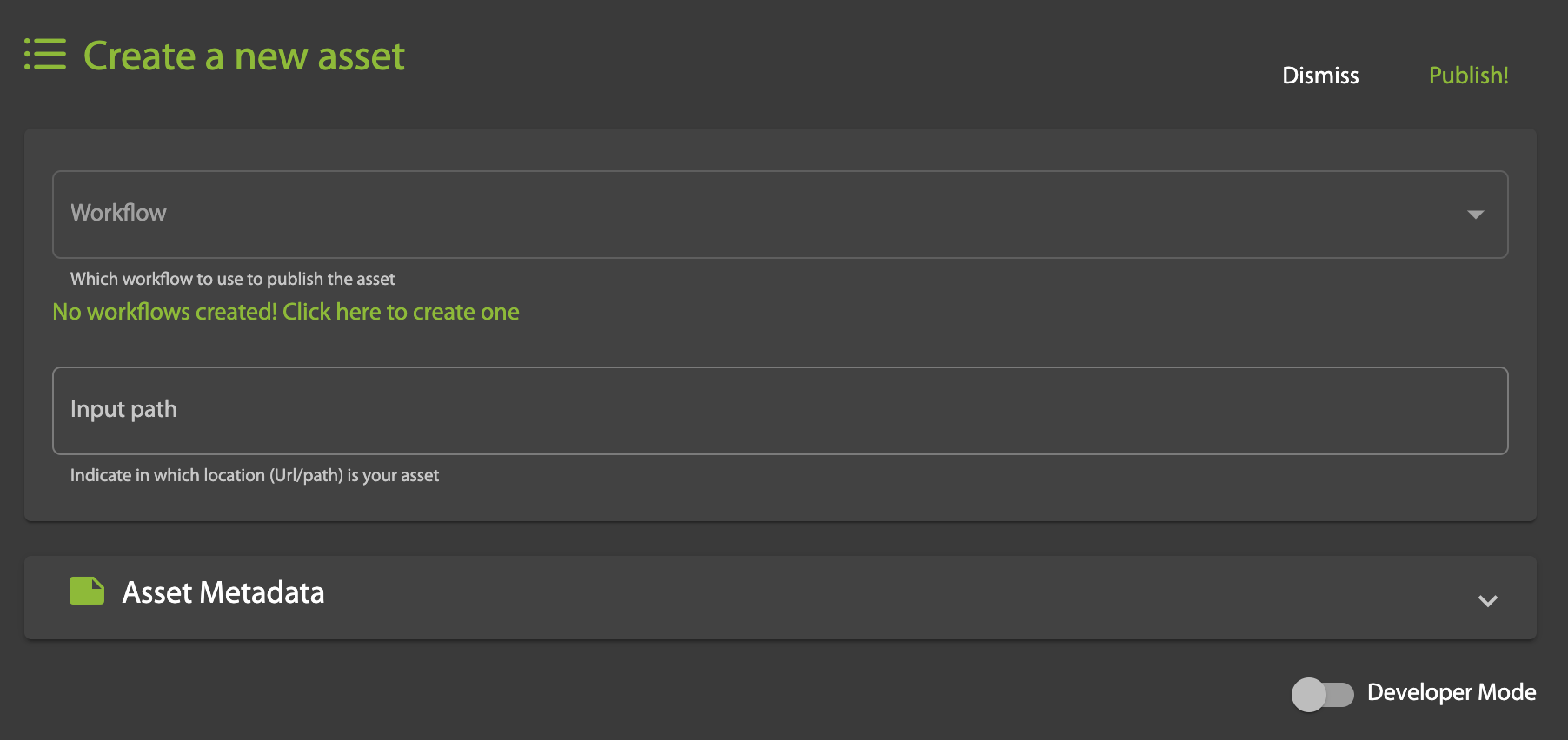 Publish an Asset Using a Workflow