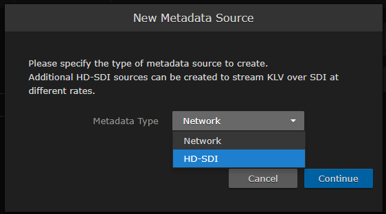 Configuring HD-SDI Metadata Sources