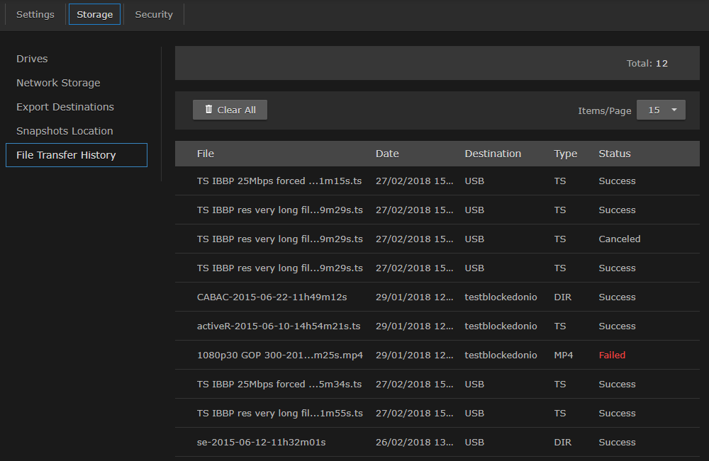 Managing File Transfer History