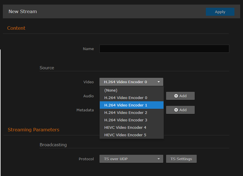 Setting Up a Second Stream or Recording