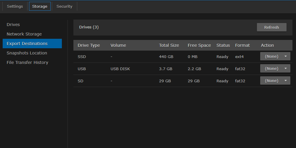 Configuring Export Destinations