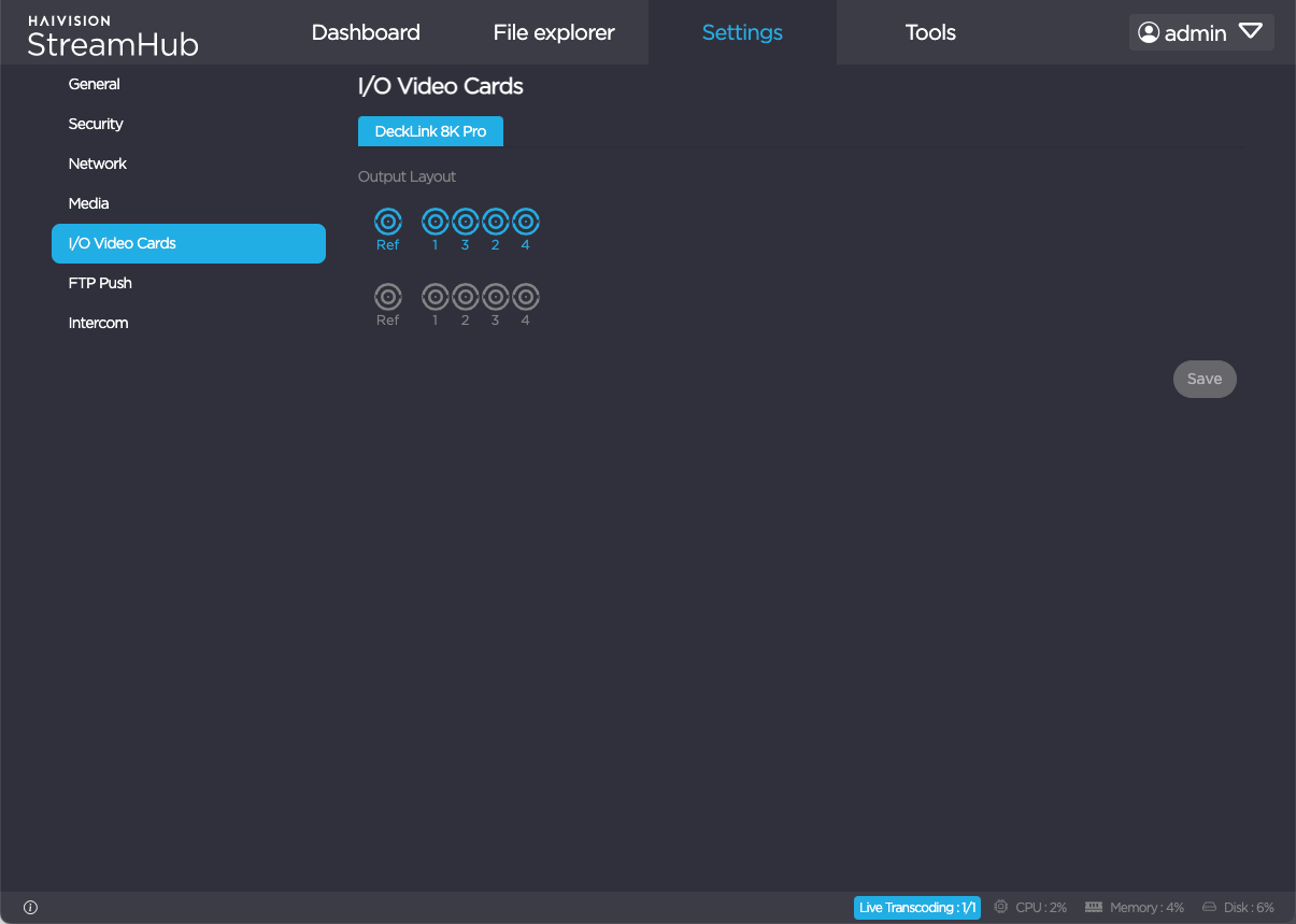 Configuring the SDI output layout on video cards