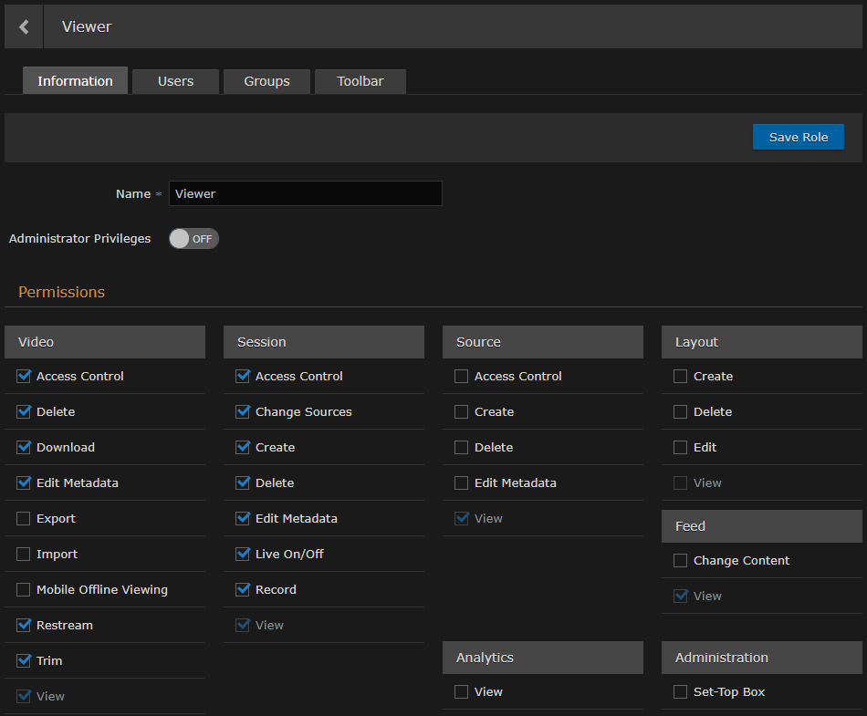 Editing Role Permissions