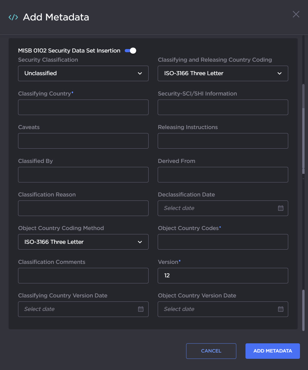 Configuring KLV Metadata Insertion