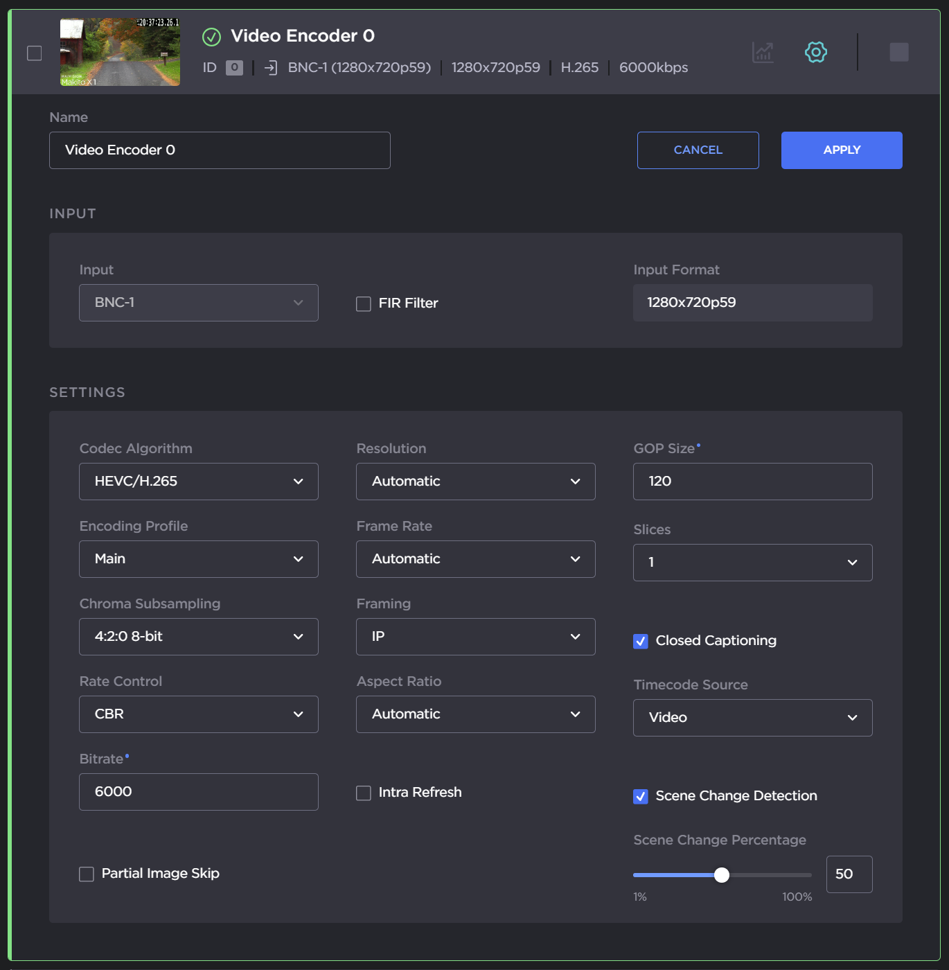 Configuring Video Encoder Settings
