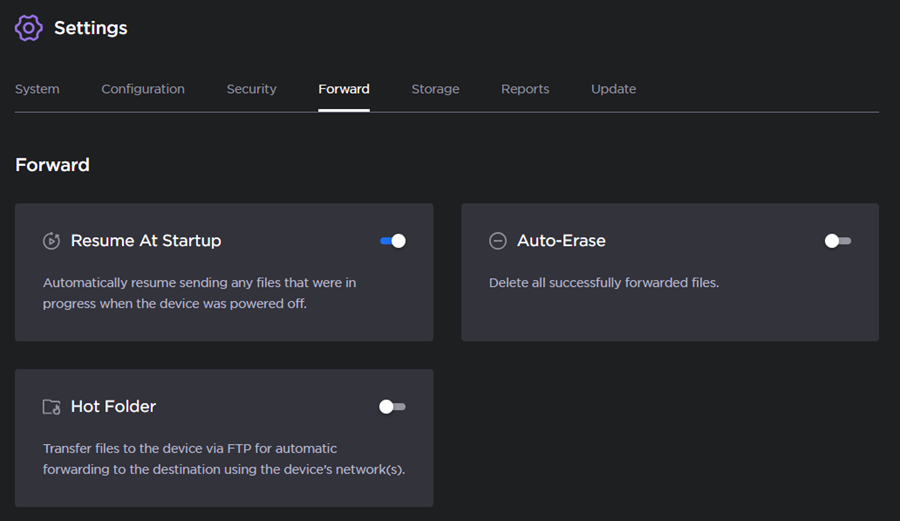 Configuring Forward Settings