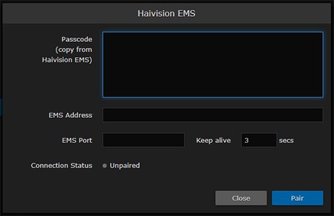 Pairing the Decoder with Haivision EMS