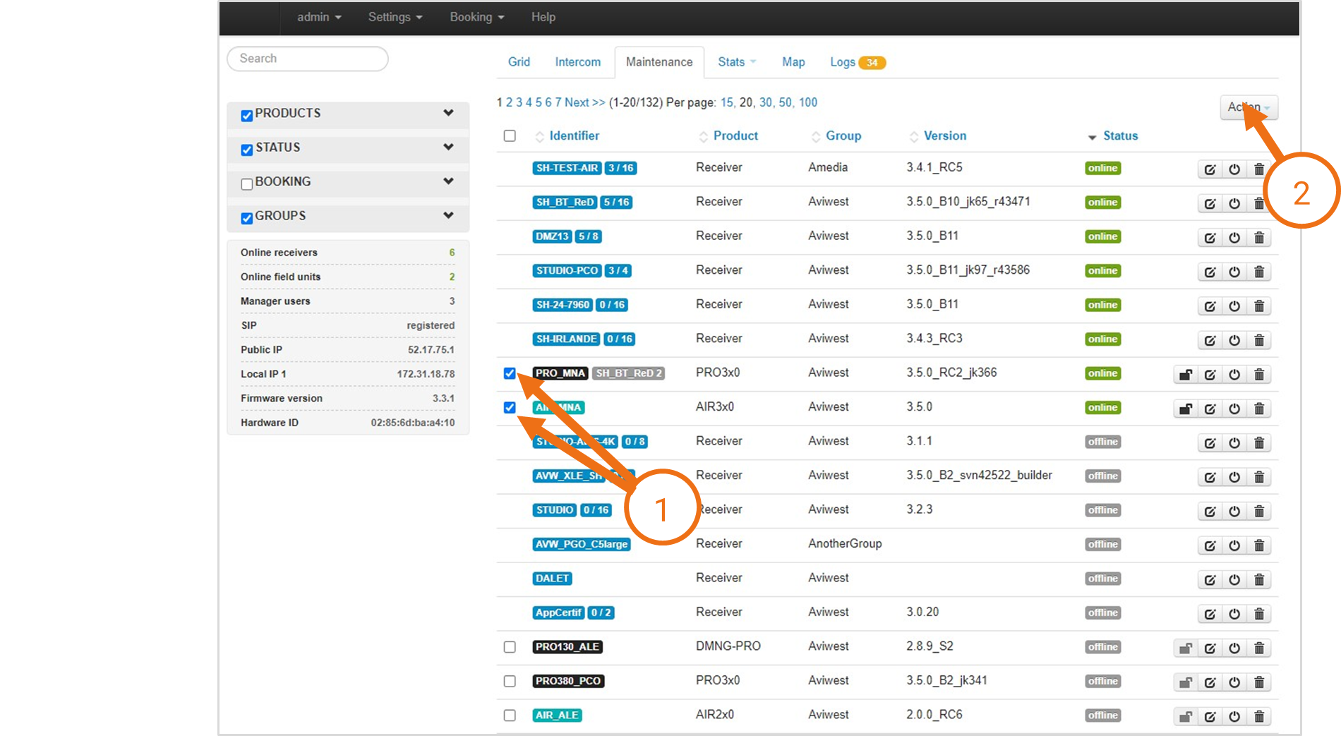 Calling several field units