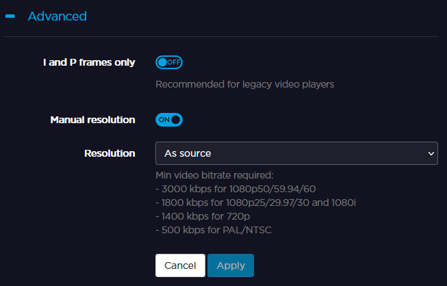 Configuring a Broadcast Live Profile