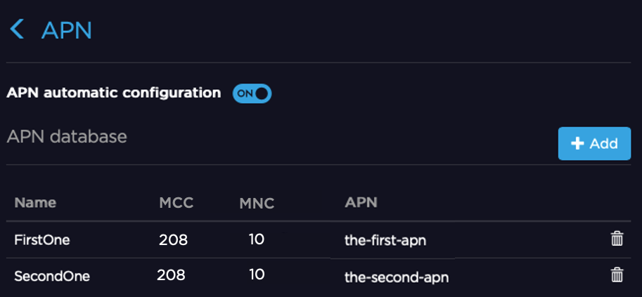 Enabling / Disabling the Automatic APN Configuration