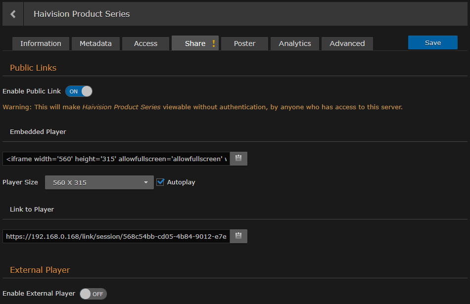 Using Public Links to Share Videos