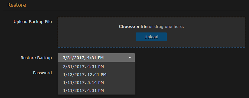 Restore to a Previous Configuration