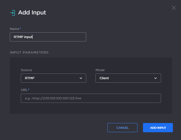 Connecting an RTMP Input Source
