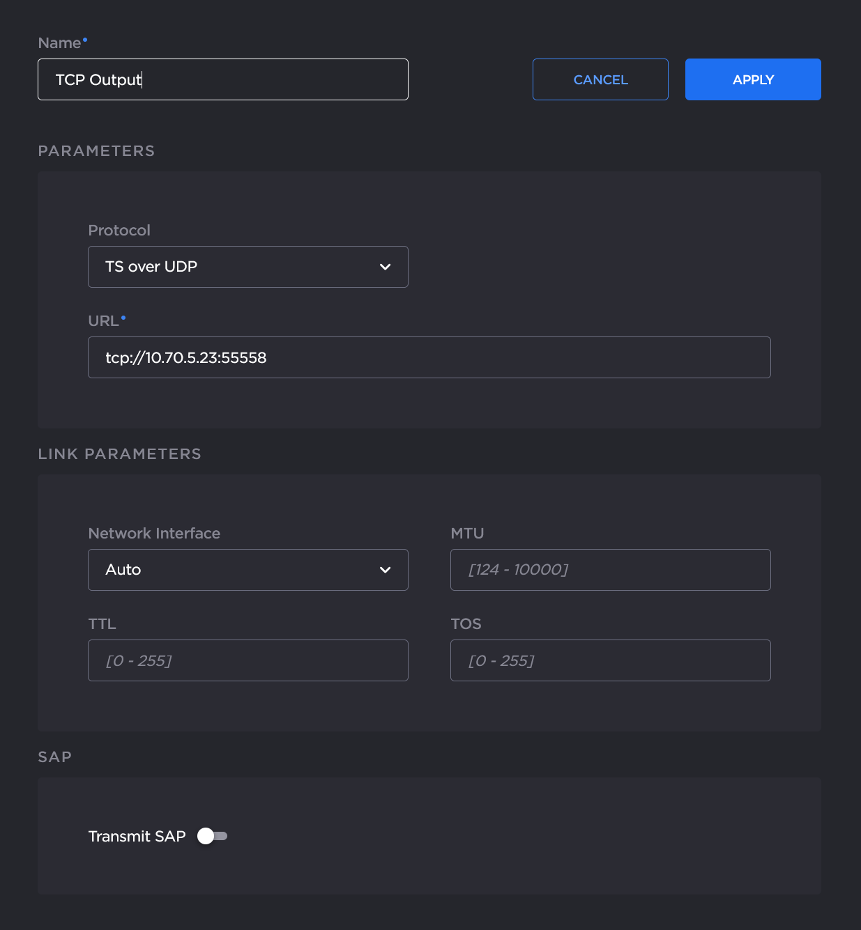 Configuring Output Parameters
