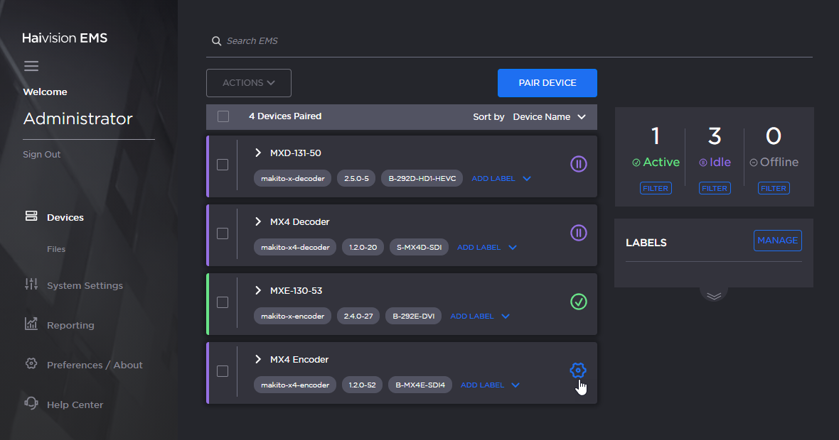 Configuring Device Streams