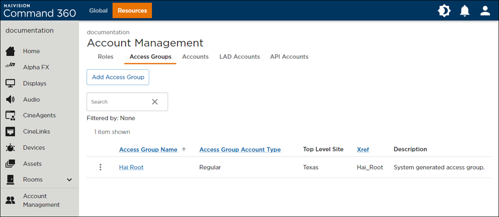 Adding Access Groups