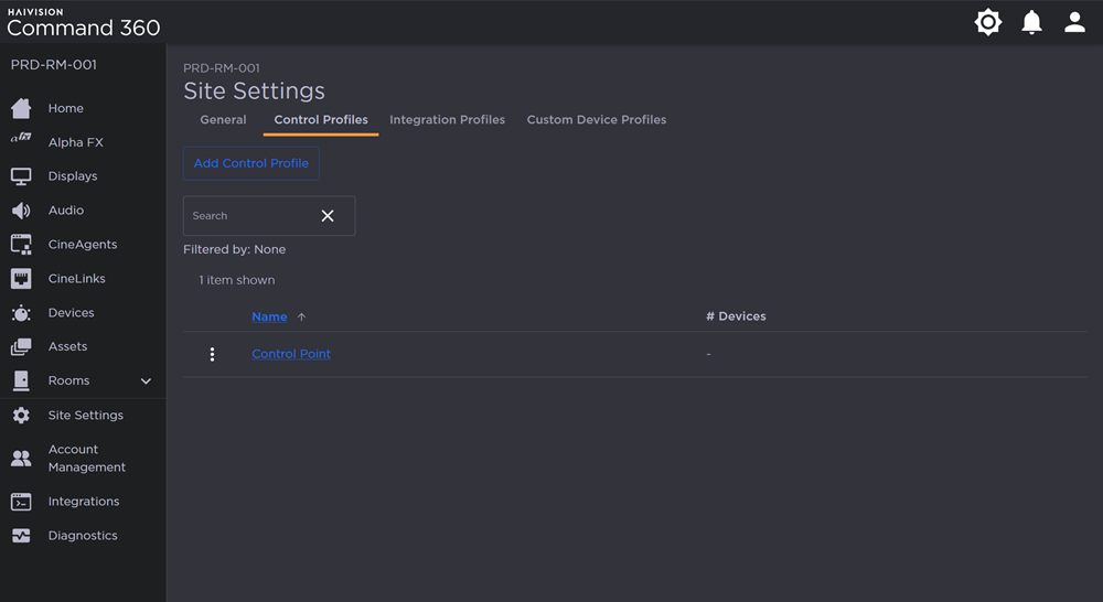Adding Control Profiles