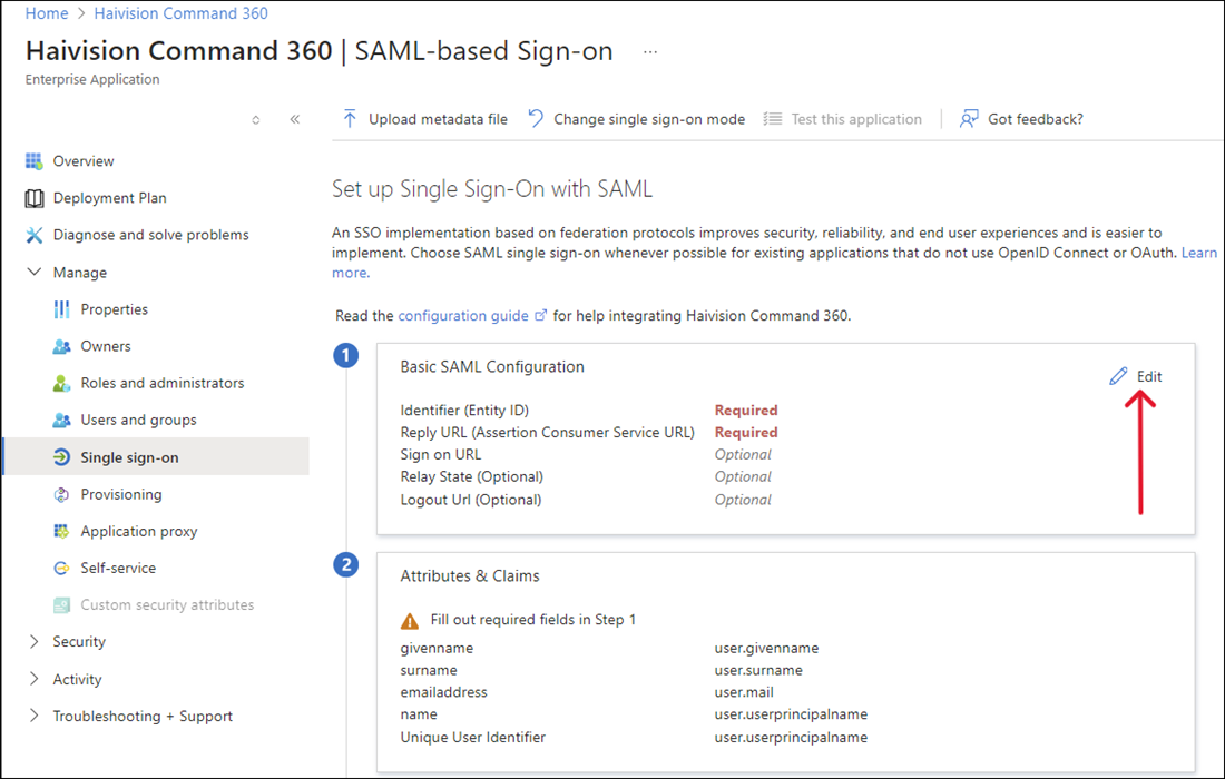 Configuring Basic SAML